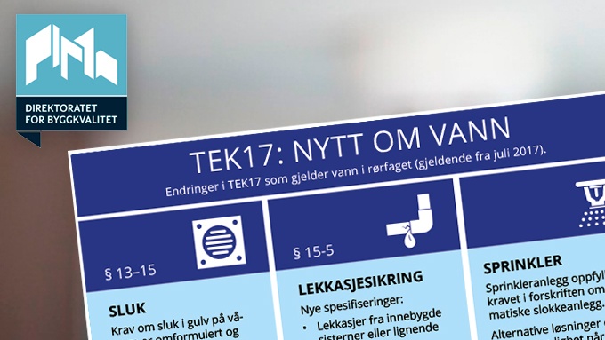 TEK 17 er i bruk! Tre viktige endringer som gjelder vann i bygg.